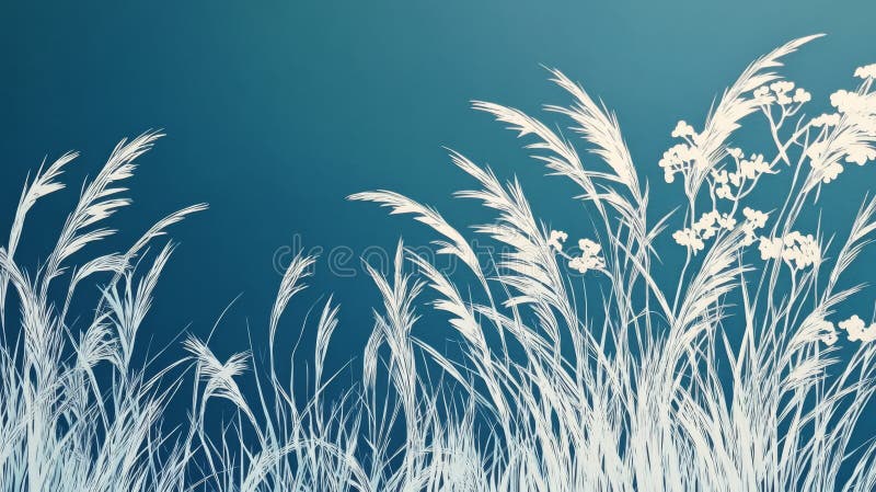 Kans Grass in Papercut Style - Elegant Nature Design Stock Illustration ...