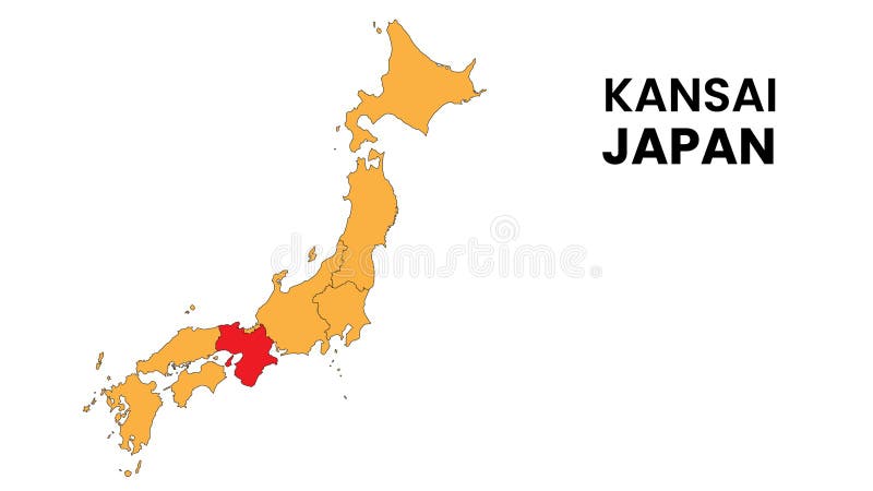 Kansai Map in Japan. Vector Map of Japan. Map of the Provinces of Japan ...