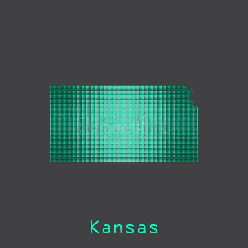 Kansas Abstract Dots State Map. Dotted Style Stock Vector ...