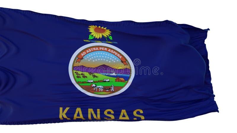 Kansas Flag Isolated Realistic Animation. Seamless Loop, 4K Stock ...