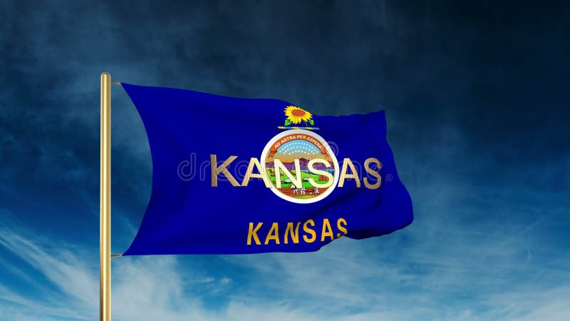 Kansas Flag Slider Style with Title. Waving in the Stock Video - Video ...
