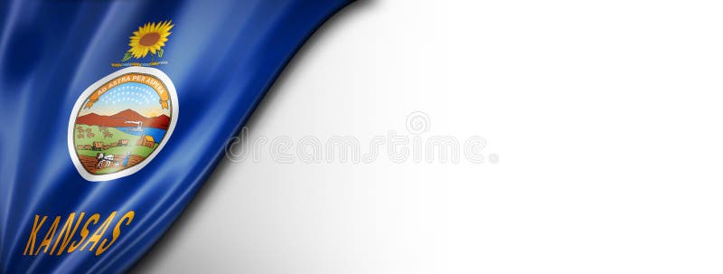 Kansas Flag on White Wall Banner, USA Stock Illustration - Illustration ...