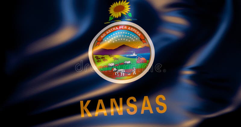 Kansas Flag in the Wind . 3d Illustration Stock Illustration ...