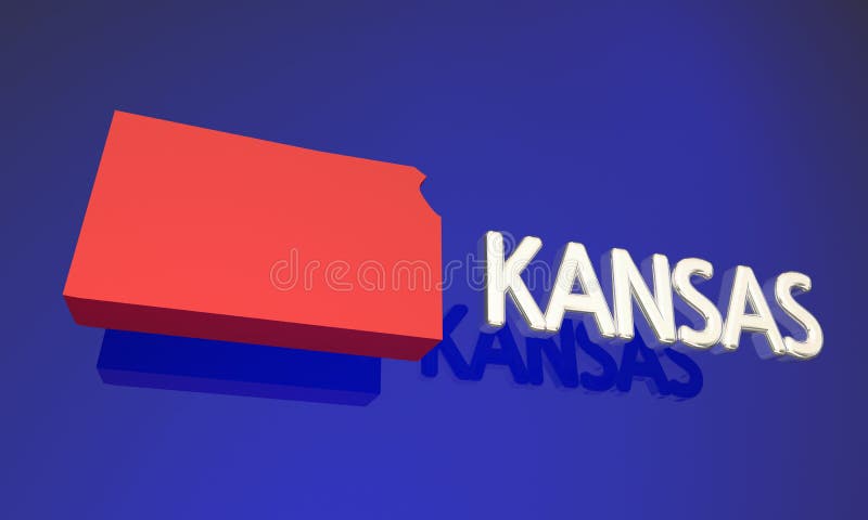 Kansas KS Red State Map Name Stock Illustration - Illustration of ...