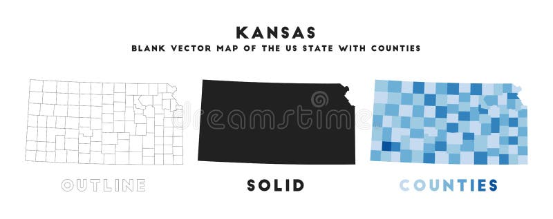 Kansas map. stock vector. Illustration of american, high - 268048983