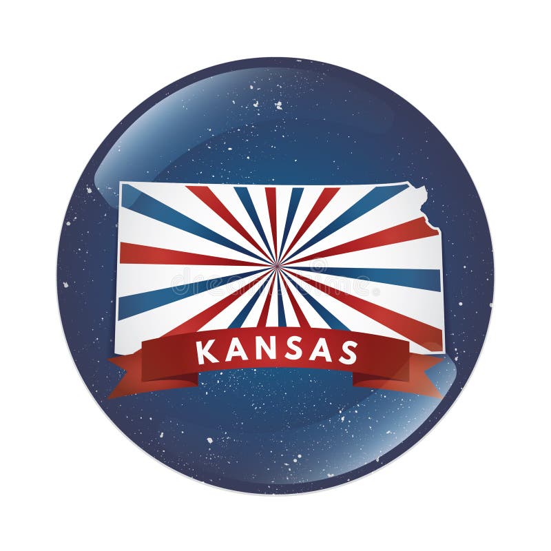 Kansas Map Button. Vector Illustration Decorative Design Stock Vector ...