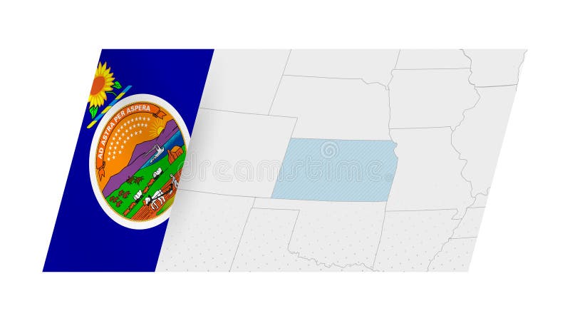 Kansas Map in Modern Style with Flag of Kansas on Left Side Stock ...