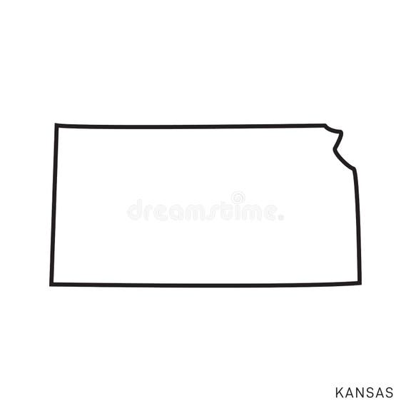 Kansas Map Outline Vector Design Template. Editable Stroke Stock Vector ...
