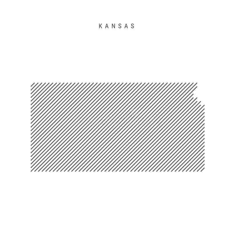 Kansas Map from Pattern of Black Slanted Parallel Lines. Flat Vector ...