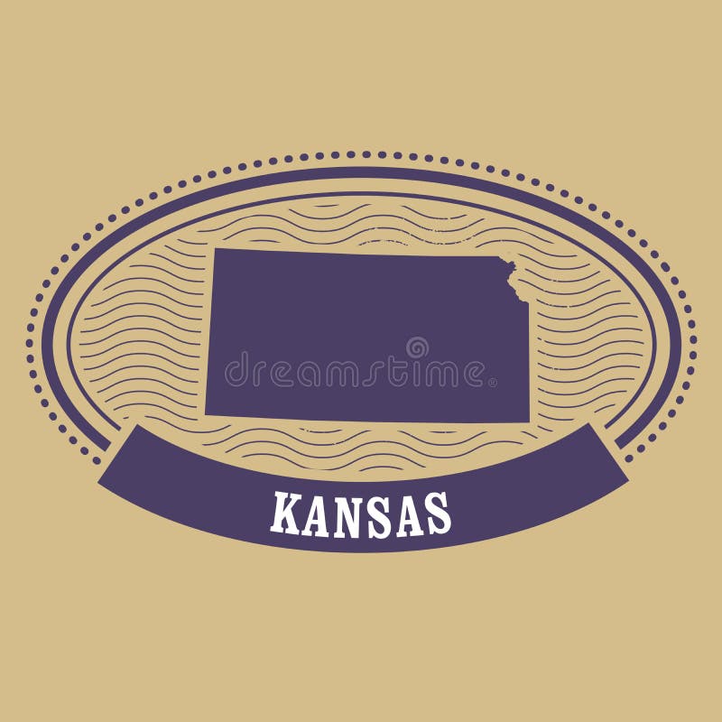 Kansas Map Silhouette - Stamp Of State Stock Vector - Illustration of ...