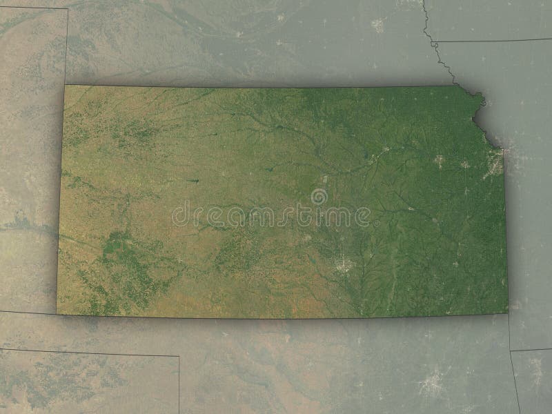 Kansas on a Map with State Borders Stock Illustration - Illustration of ...