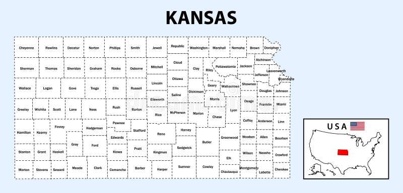 Kansas Map. State and District Map of Kansas Stock Vector ...