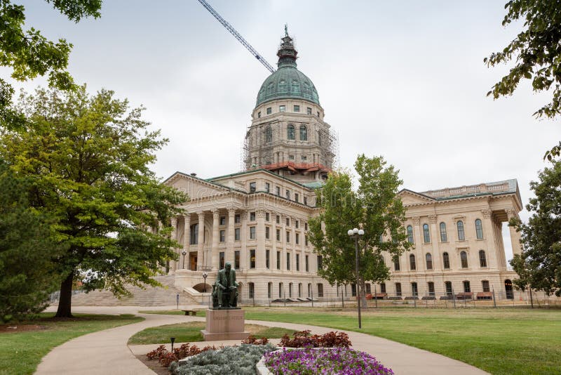 Topeka Capitol Building West Stock Image - Image of april, government ...
