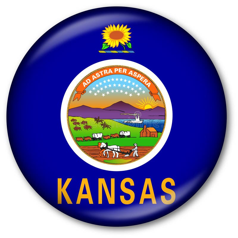 Kansas State Flag Button stock illustration. Illustration of culture ...