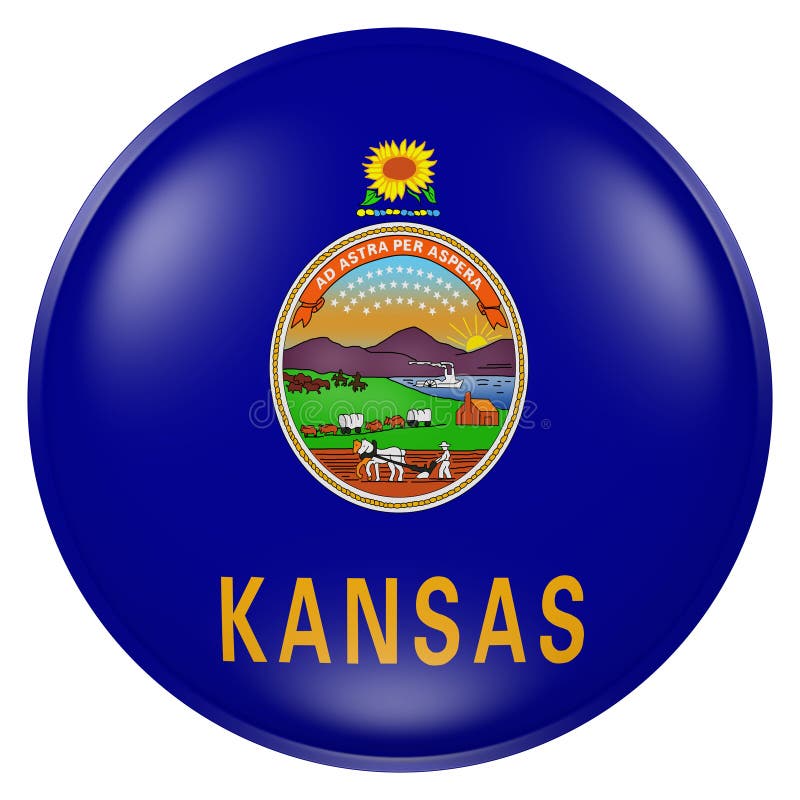 Kansas State flag button stock illustration. Illustration of flag ...