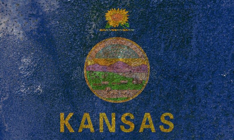 Kansas State Flag. Dirty Kansas State Flag on Rusty Metal Surface Stock ...