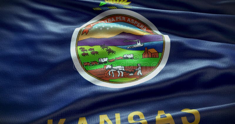 Kansas State Flag Waving Background. 4K Backdrop Stock Footage - Video ...