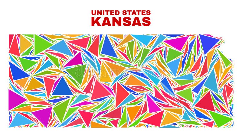 Kansas State Map - Mosaic of Color Triangles Stock Vector ...