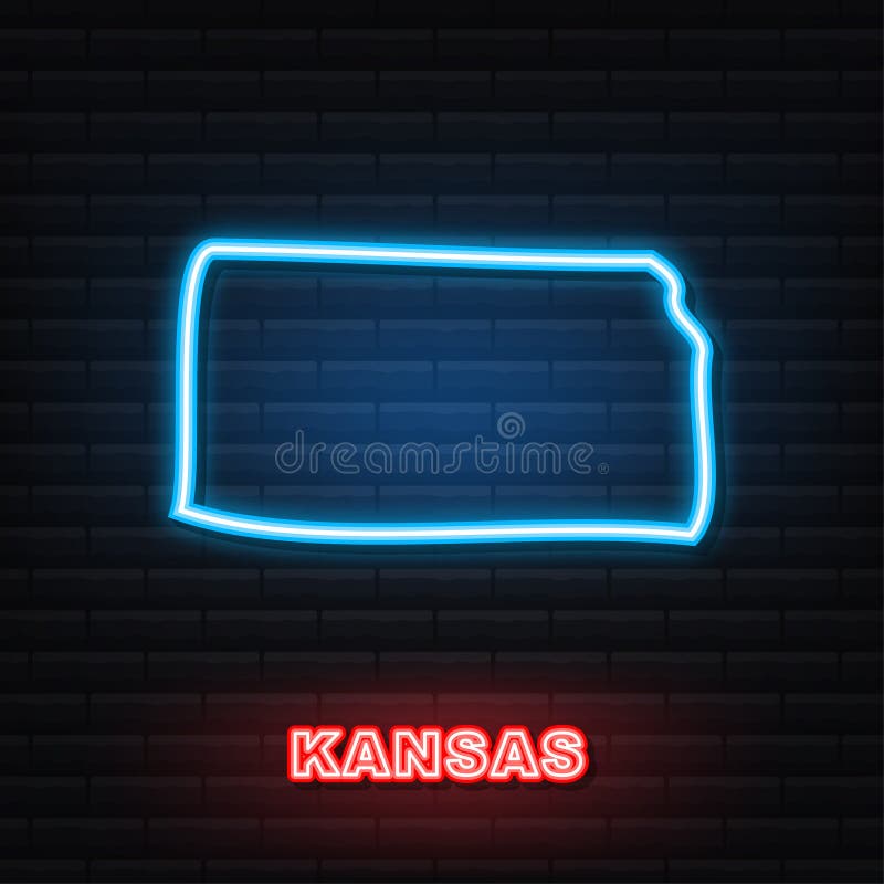 Kansas State Map Outline Neon Icon. Vector Illustration. Stock Vector ...