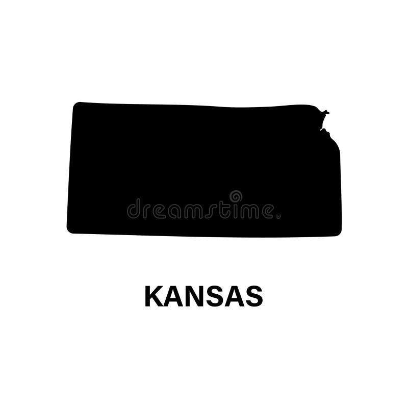Kansas State Map Silhouette Icon. Stock Vector - Illustration of region ...