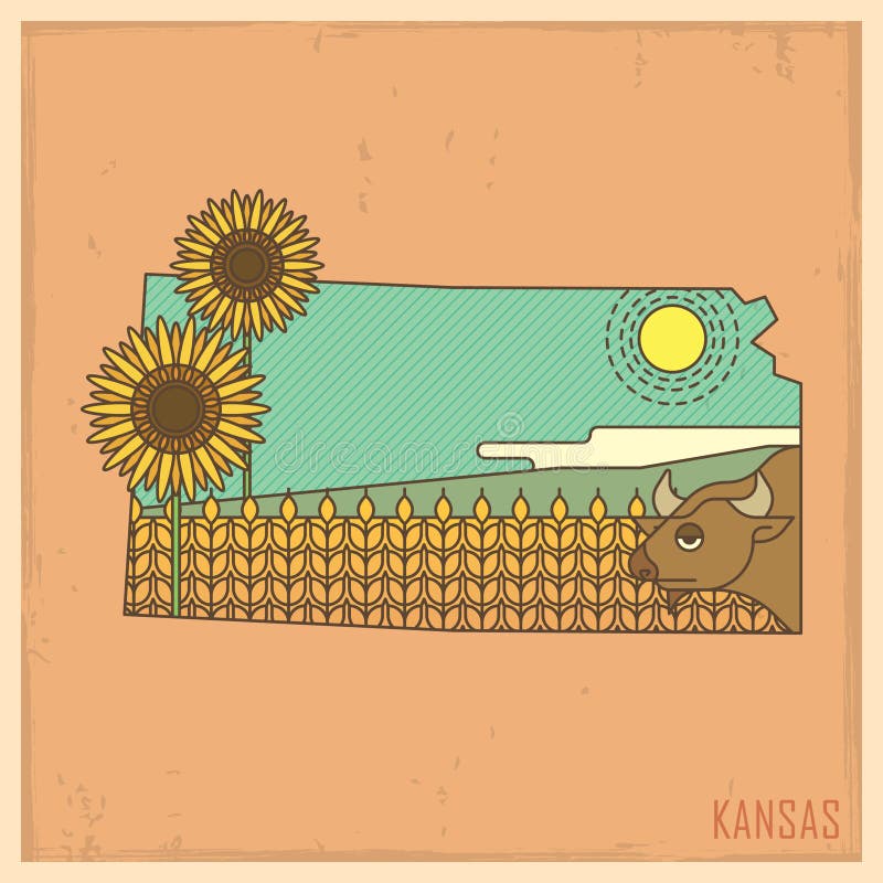 Kansas State Map. Vector Illustration Decorative Design Stock ...