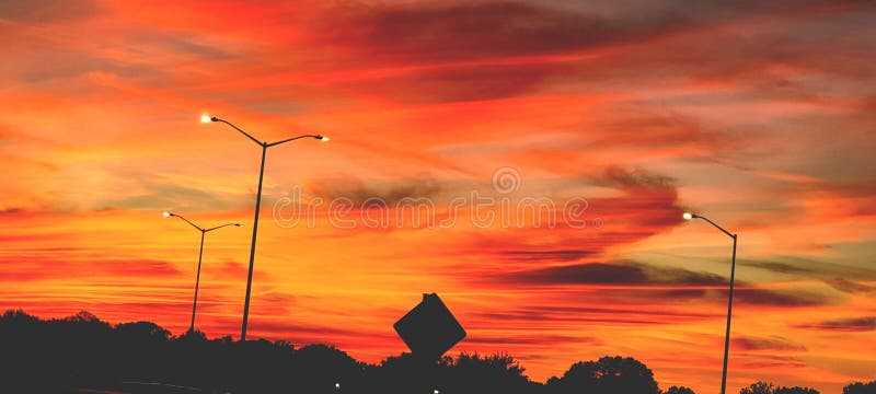 Kansas Sunset in the Spring Stock Image - Image of city, colorful ...