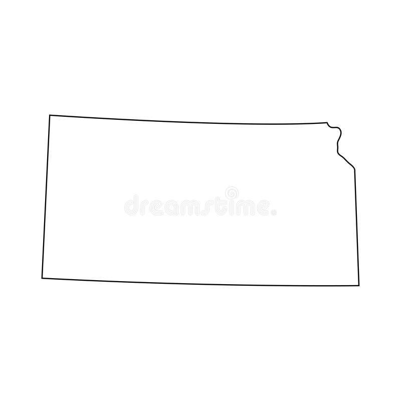 Kansas - U.S. State. Contour Line in Black Color. Vector Illustration ...