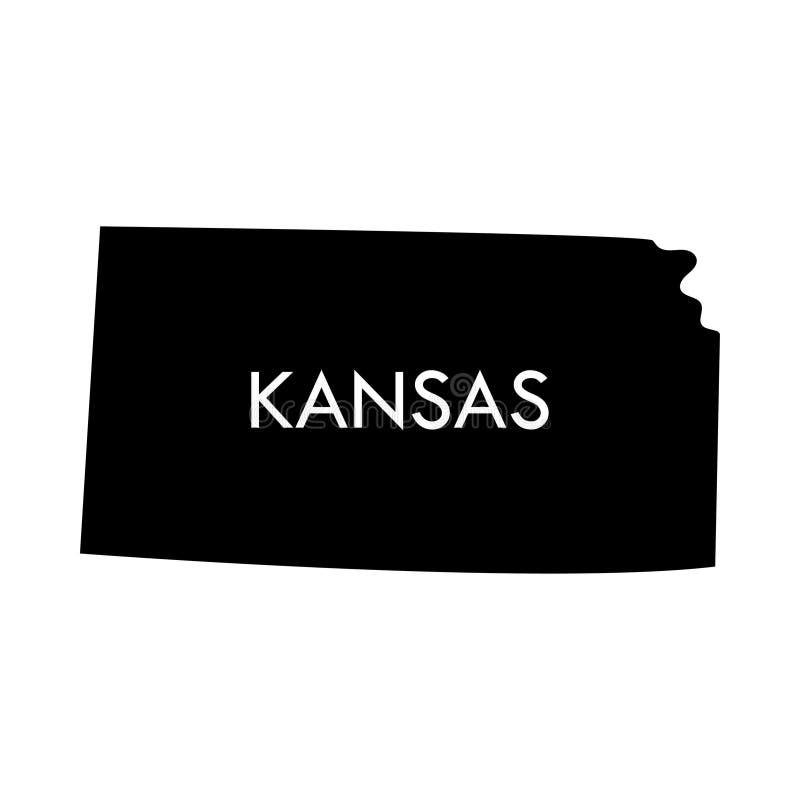 Kansas a US State Black Element Isolated on White Background. Stock ...