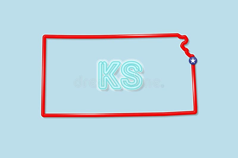 Kansas US State Bold Outline Map. Vector Illustration Stock Vector ...