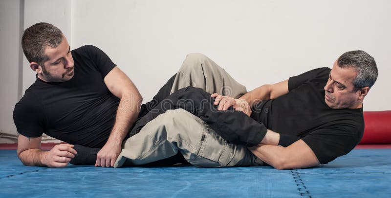 Kapap Instructor Demonstrates Ground Fighting Techniques Stock Photo ...