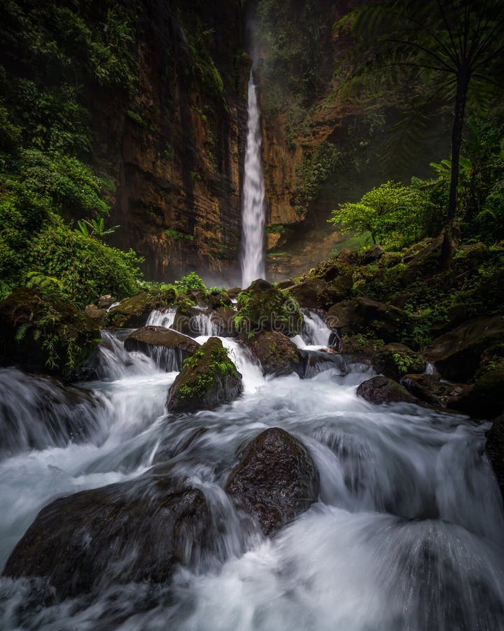 Kapas Biru Waterfall stock photo. Image of kapas, lumajang - 333568764