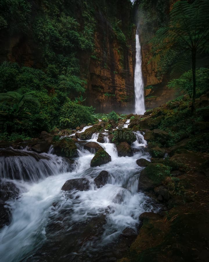 Kapas Biru Waterfall stock image. Image of waterfall - 333568819