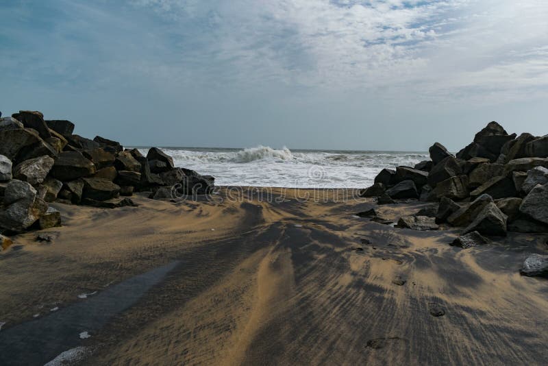 Kappil Beach, Black Sand Beach in Kerala Stock Photo - Image of sand ...