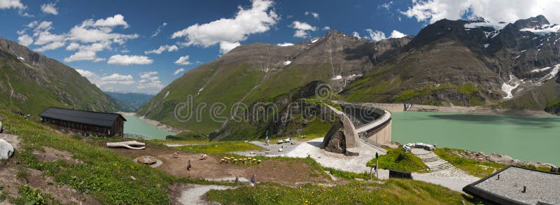 Kaprun Dam, lake and Alps stock photo. Image of mountains - 22648592