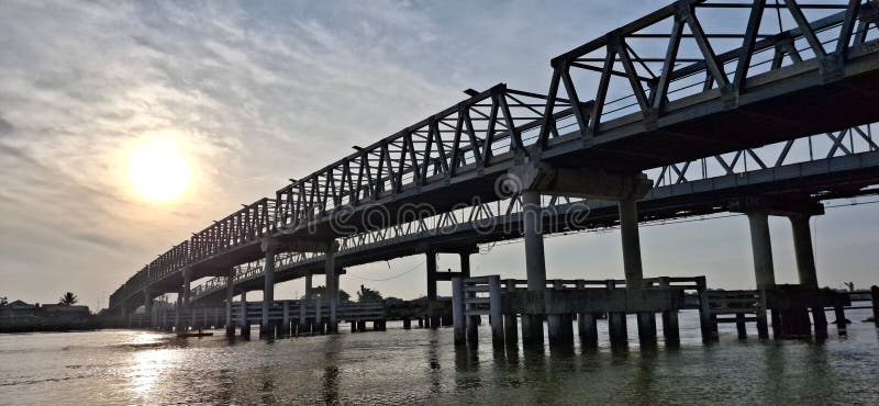 Kapuas 2 Bridge As the Sun Rises from the Eastern Horizon Stock Image ...