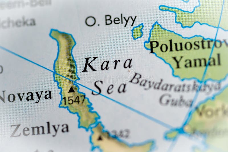 Kara Sea Highlighted on a World Map Stock Photo - Image of atlas, zoom ...