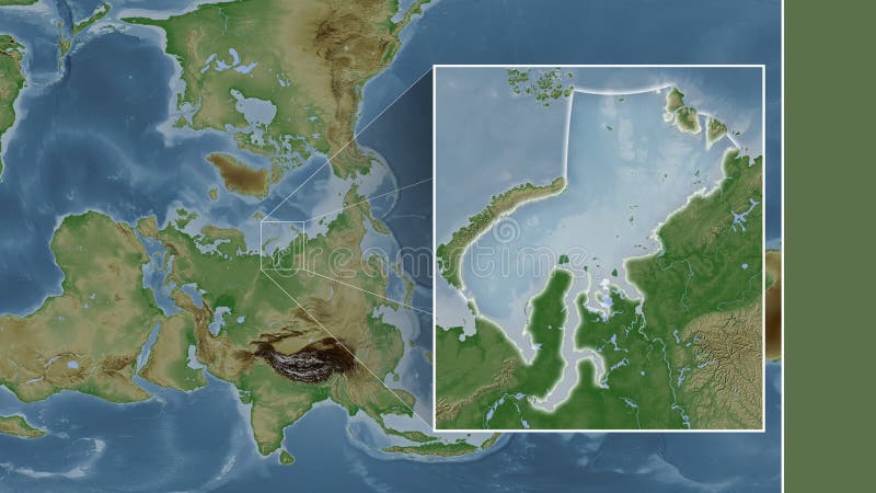 Kara Sea. Pale Map. Patterson Cylindrical. Diagram Stock Video - Video ...