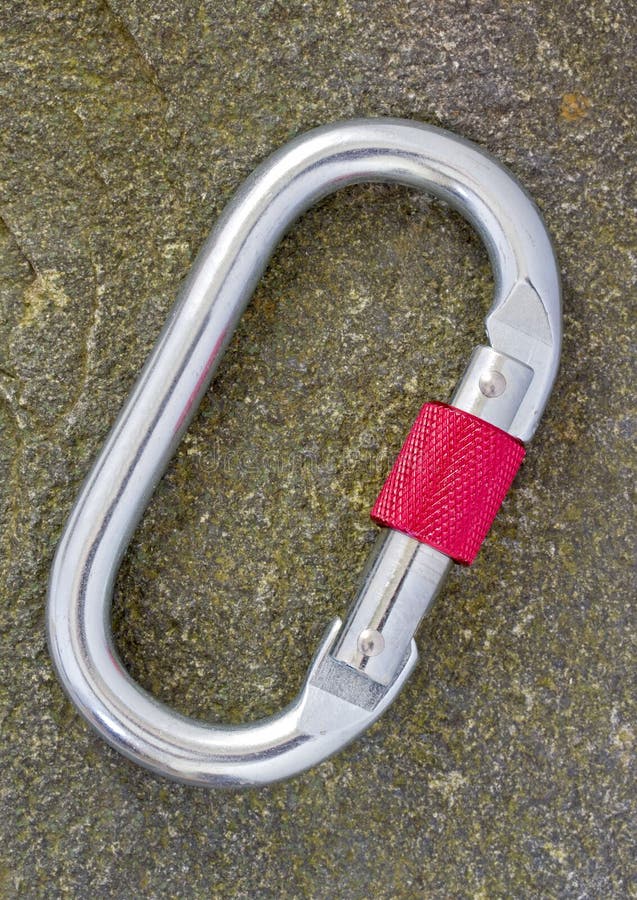 Karabiner on rock stock image. Image of climb, lock, safe - 21664769
