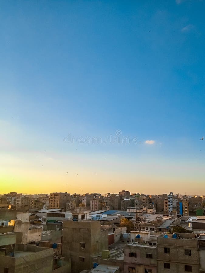 Karachi City View with Beautiful Sunset Stock Image - Image of dusk ...