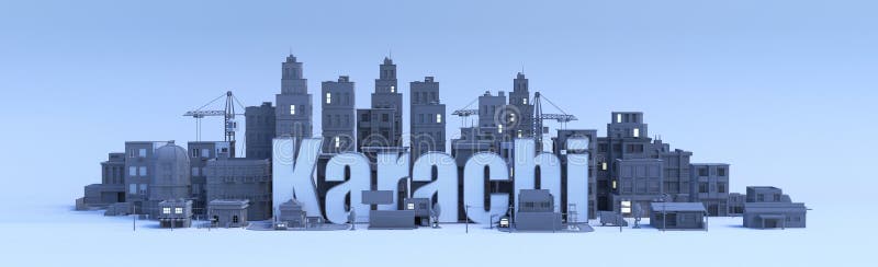 Karachi Lettering, City in 3d Render Stock Illustration - Illustration ...