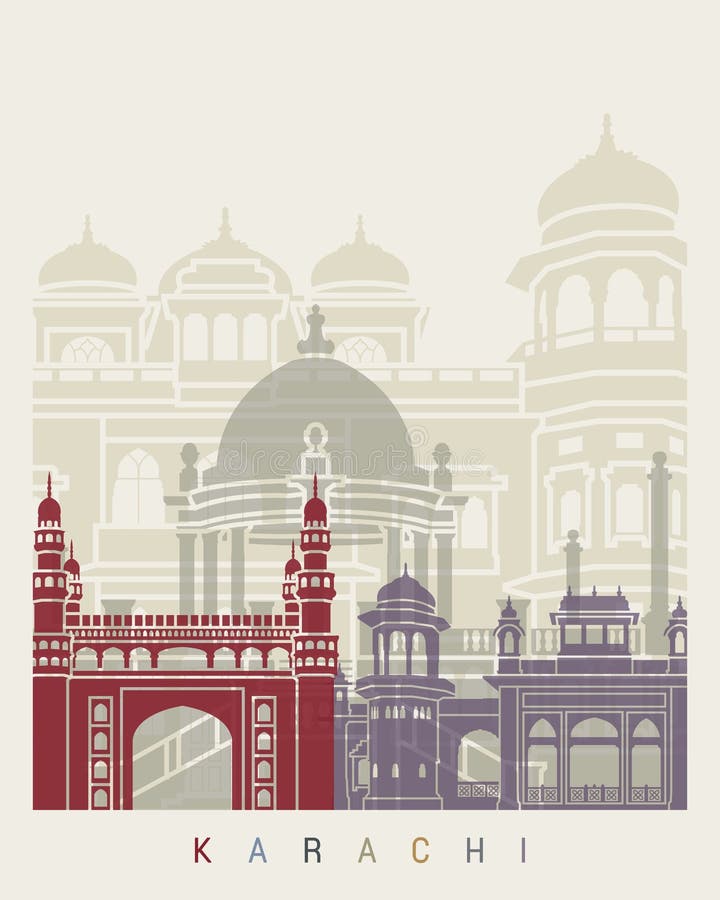 Karachi Skyline, Pakistan Vector City Drawn Sketch Stock Vector ...