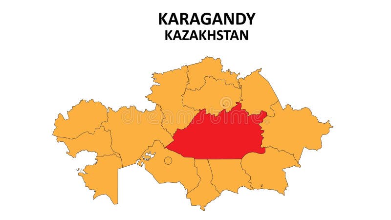 Karagandy Map in Kazakhstan. Vector Map of Kazakhstan. Regions Map ...