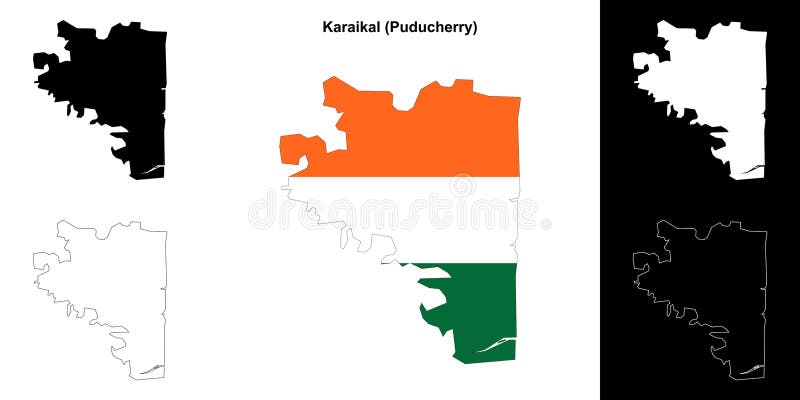 Karaikal outline map stock illustration. Illustration of region - 368836671