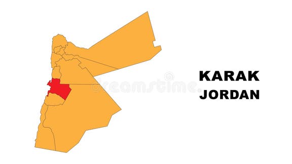 Karak Map in Jordan. Vector Map of Jordan Stock Vector - Illustration ...