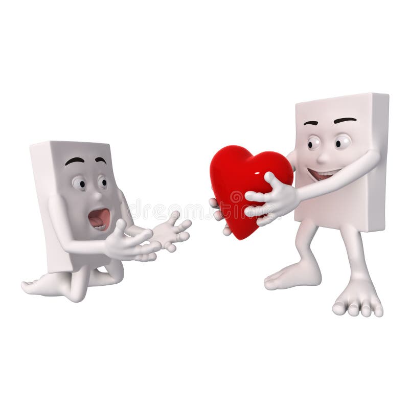 Karakter Die Voor Een Hart Bedelen Stock Illustratie - Illustration of ...