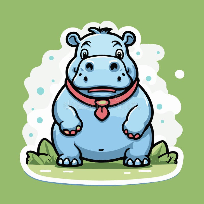 Vector Cute Hippo Character with Sticker Style Stock Vector ...