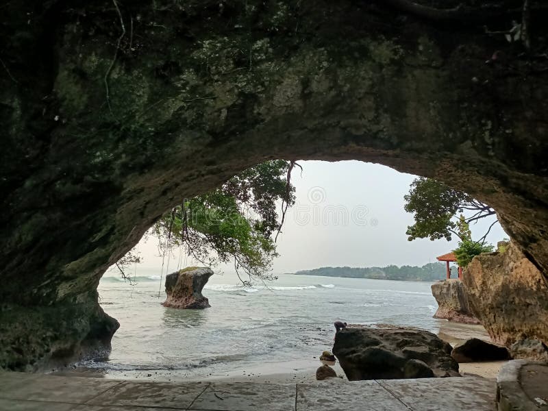 Karang Bolong Beach editorial stock image. Image of terrain - 264814269