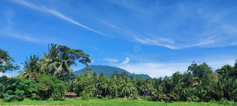 Karang Mount in Pandeglang, Indonesia in the Morning with Blue Cloudy ...