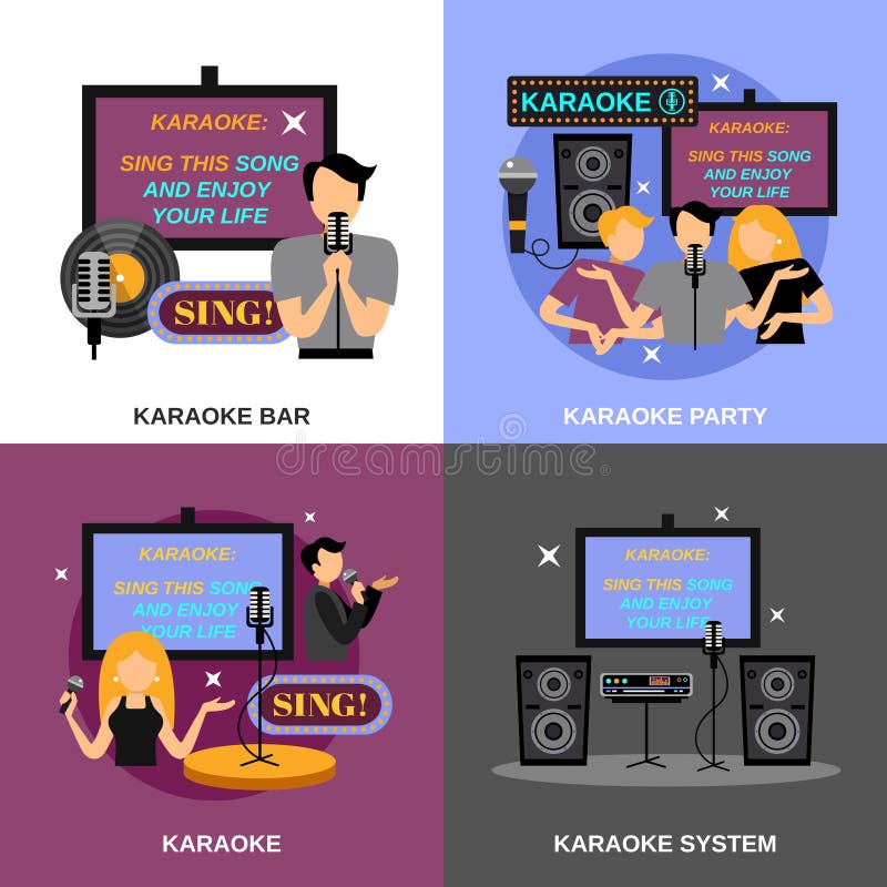 Karaoke Flat Set stock vector. Illustration of club, network - 60766494