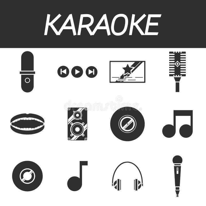 Karaoke icon set stock vector. Illustration of musical - 74748098